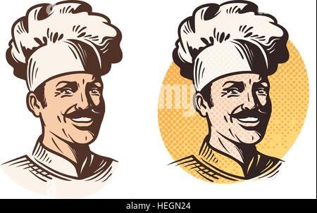 Chef, cook or baker logo. Cafe, restaurant, menu concept. Cartoon ...