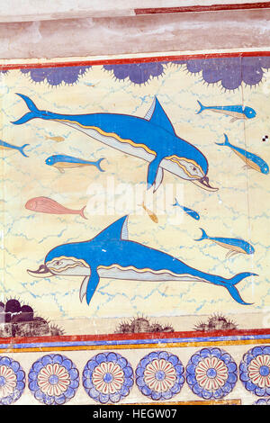 Dolphin fresco, symbol of minoan culture, Knossos palace, Crete Stock ...