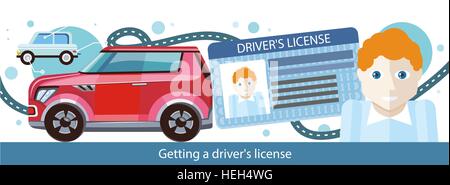 Usa driver license with male photo,text and qr code,flat template ...
