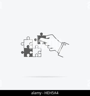 Creating or building own business concept. Puzzle piece, construction ...