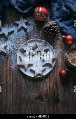 cookies on plate and christmas decorations at home Stock Photo - Alamy