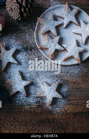 cookies on plate and christmas decorations at home Stock Photo - Alamy