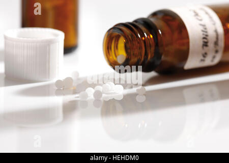 Medicine bottles containing Bach flower globules Stock Photo - Alamy