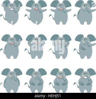 Cute Elephant Sitting Vector Icon Illustration. Elephant Mascot Cartoon ...
