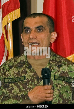 Afghan Sgt. Maj. of the Army Safi Roshan, left, talks with 205th ...