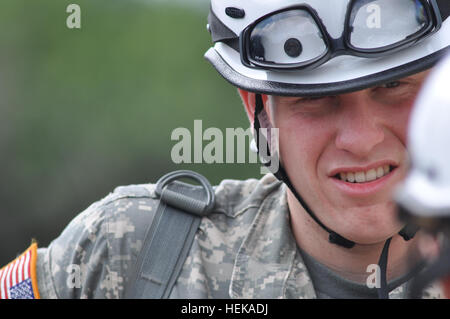 Spc. Adam Funk, a member of the search and rescue team in the 235th ...