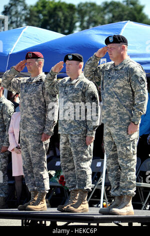 Maj. Gen. Raymond Palumbo, commander of U.S. Army Alaska, greets Col ...