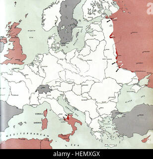 A historical map depicting German battlefront positions during World ...