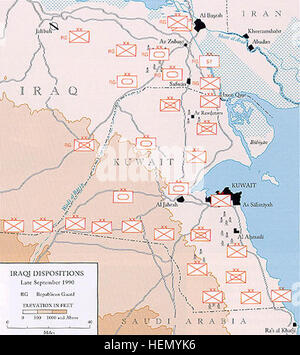 1990 1991 Gulf War Kuwait and Saudi Arabian airspace chart map Stock ...