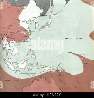 Map showing the Pacific Theater areas of operations, detailing ...