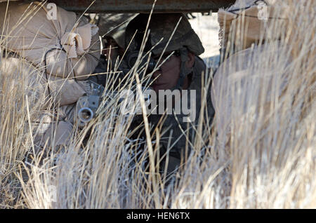 A defensive fighting position, set up by the mortar platoon, Company C ...
