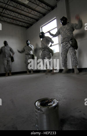 Soldiers wearing chemical, biological, and radiological warfare gear on ...