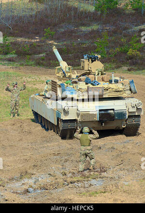 An M1A2 Abrams tank from Company B, 1st Battalion, 8th Cavalry Stock ...