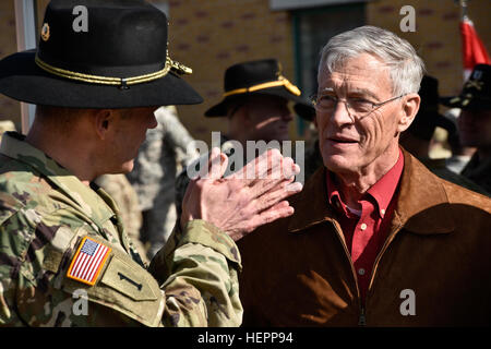 Col. John V. Meyer III, 2nd Cavalry Regimental commander, presents his ...