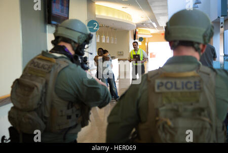 Hostage situation exercise, a special response unit enters a buildig by ...
