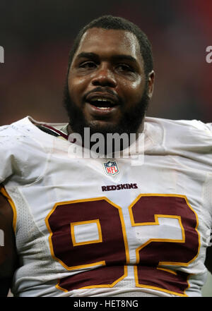 Washington Redskins defensive end Chris Baker (92) celebrates a play ...