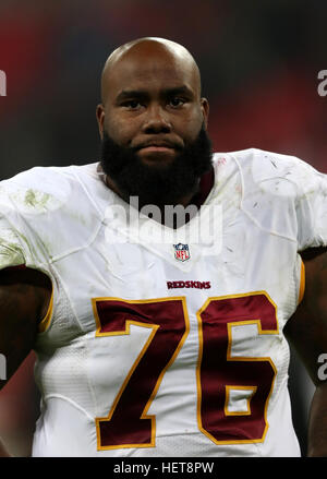 Washington Redskins tackle Morgan Moses (76) participates in his team's ...