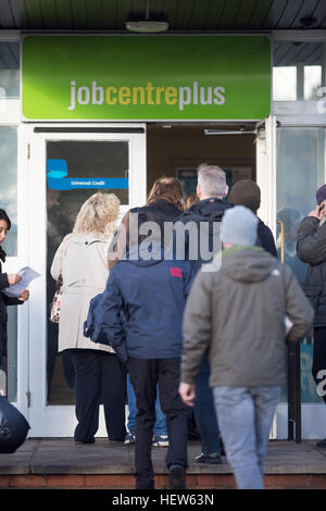 People queuing to go into the job centre in Cambridge Stock Photo - Alamy