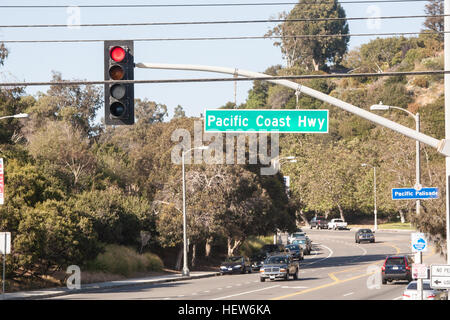 Scenic Coast Route Highway 1, and 10 Freeway signs at Santa Monica,Los ...
