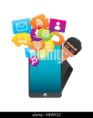 hacker man cartoon icon over white background. vector illustration ...