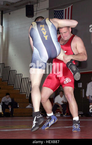 Members of the All Marines Wrestling Team compete against the All Navy ...