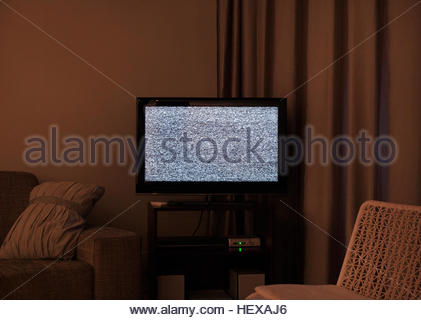 Tv screen with static noise, bad signal reception Stock Photo: 95402447 ...