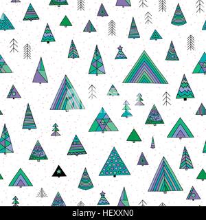 Seamless abstract random pine tree pattern background - vector Christmas holiday decoration ...