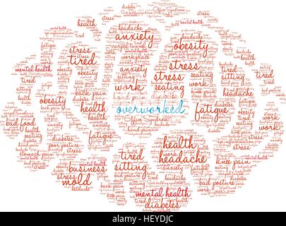 Overworked Brain word cloud on a white background Stock Vector Image ...