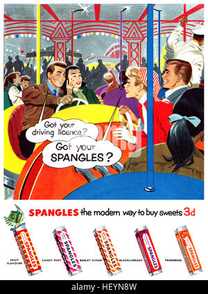 1956 British advertisement for Spangles sweets Stock Photo - Alamy