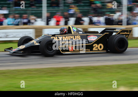 Wolf Cosworth WR7 Grand Prix, Formula 1 race car racing up the hill ...