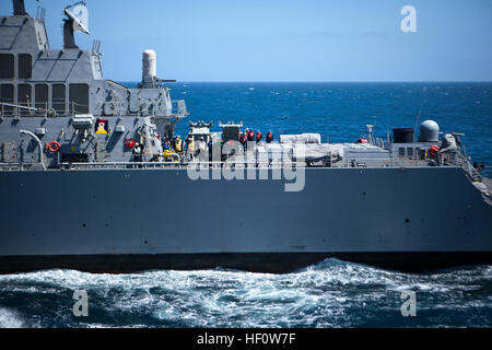 USS Harris and USS Peleliu conduct a ship-to-ship refueling exercise to ...