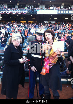 Marine Cpl. Nicholas Kimmel threw out the first pitch in Game 2 of the ...