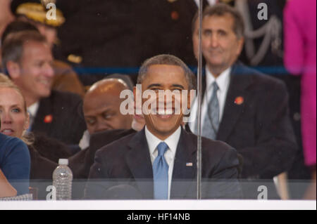 President Barack Obama watches the inauguration parade from the Stock ...