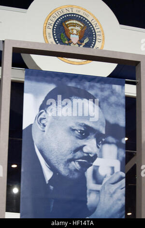 The Martin Luther King Jr. float passes the official review stand ...