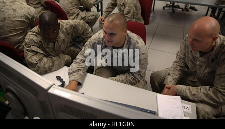 Marines with the Battle Simulation Center, Marine Corps Base Camp Pendleton, Calif., train with ...