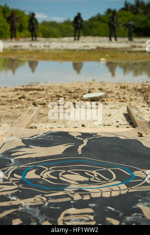 A Maldives National Defense Force (MNDF) service member checks his ...