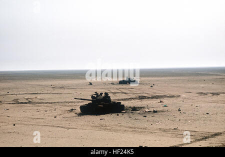 Iraqi T-62 main battle tanks destroyed during Operation Desert Storm ...