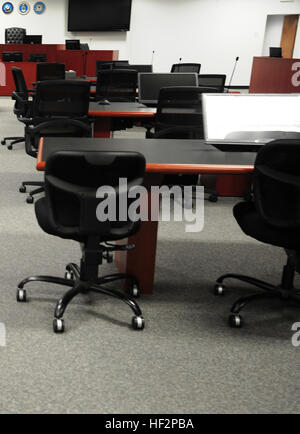 Interior view of a military facility showing two foundations: a ...