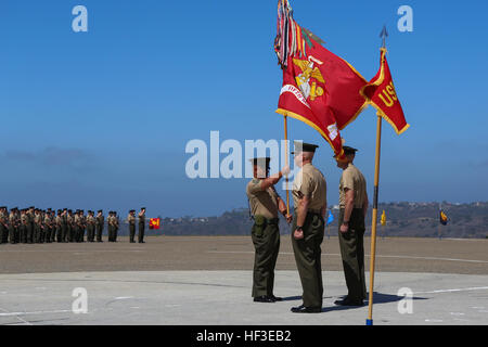 Colonel Jason Q. Bohm, 5th Marine Regiment commanding officer, delivers ...