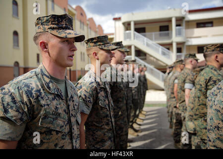 U.S. Marine Corps corporals recite the non-commissioned officer creed ...