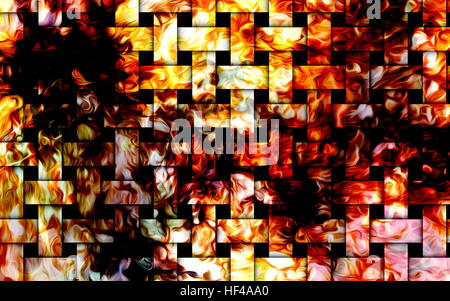 Fire flames background, mosaic structure. Computer collage. Earth ...