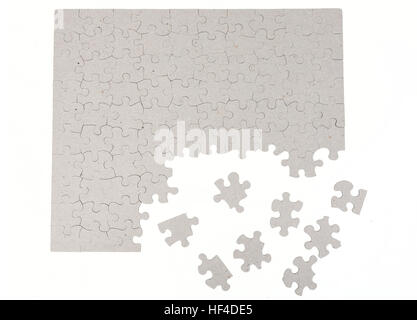 Blank puzzle partially completed isolated on white background Stock ...