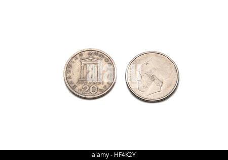 greek drachma coins isolated on a white background Stock Photo - Alamy