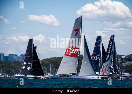 Line honours winner of the Sydney Hobart Yacht Race Comanche, close to ...