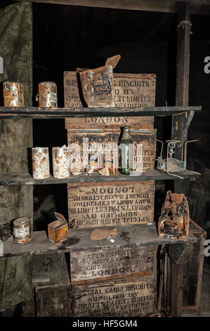 Boxes inside Scott’s Discovery Hut, Hut Point near McMurdo Station ...