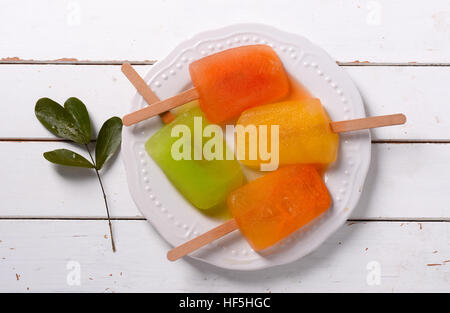colorful fruit icicles with ingredients Stock Photo - Alamy