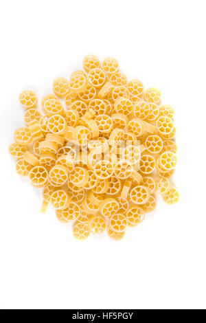 Wheat wagon wheel pasta isolated on a white background Stock Photo - Alamy