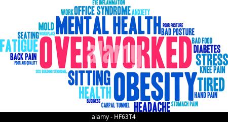 Overworked word cloud on a white background Stock Vector Image & Art ...