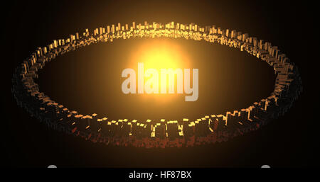 Dyson swarm, ring world. Alien mega structure surrounding a star. 3d ...