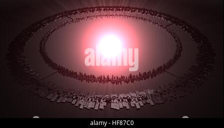 Dyson swarm, ring world. Alien mega structure surrounding a star. 3d ...